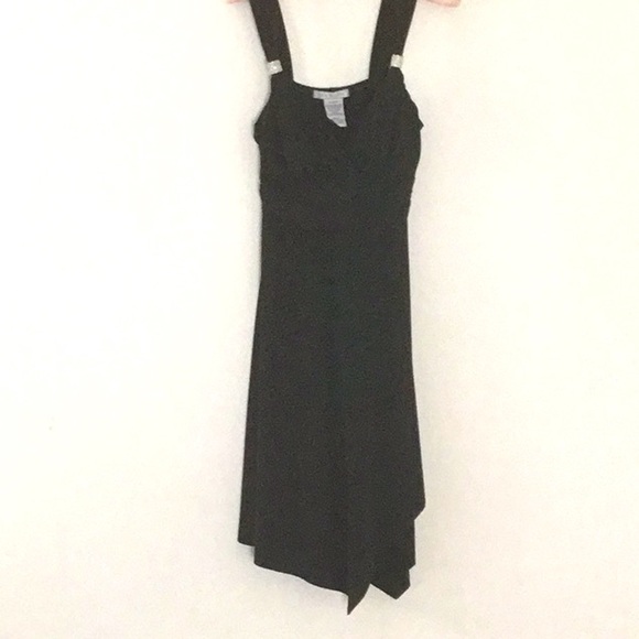 Dresses | Little Black Swing Dress Padded Bra Handkerchief Hem Evening ...